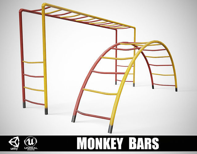 3D model Set of 2 Painted Playground Monkey Bars VR / AR / low-poly ...