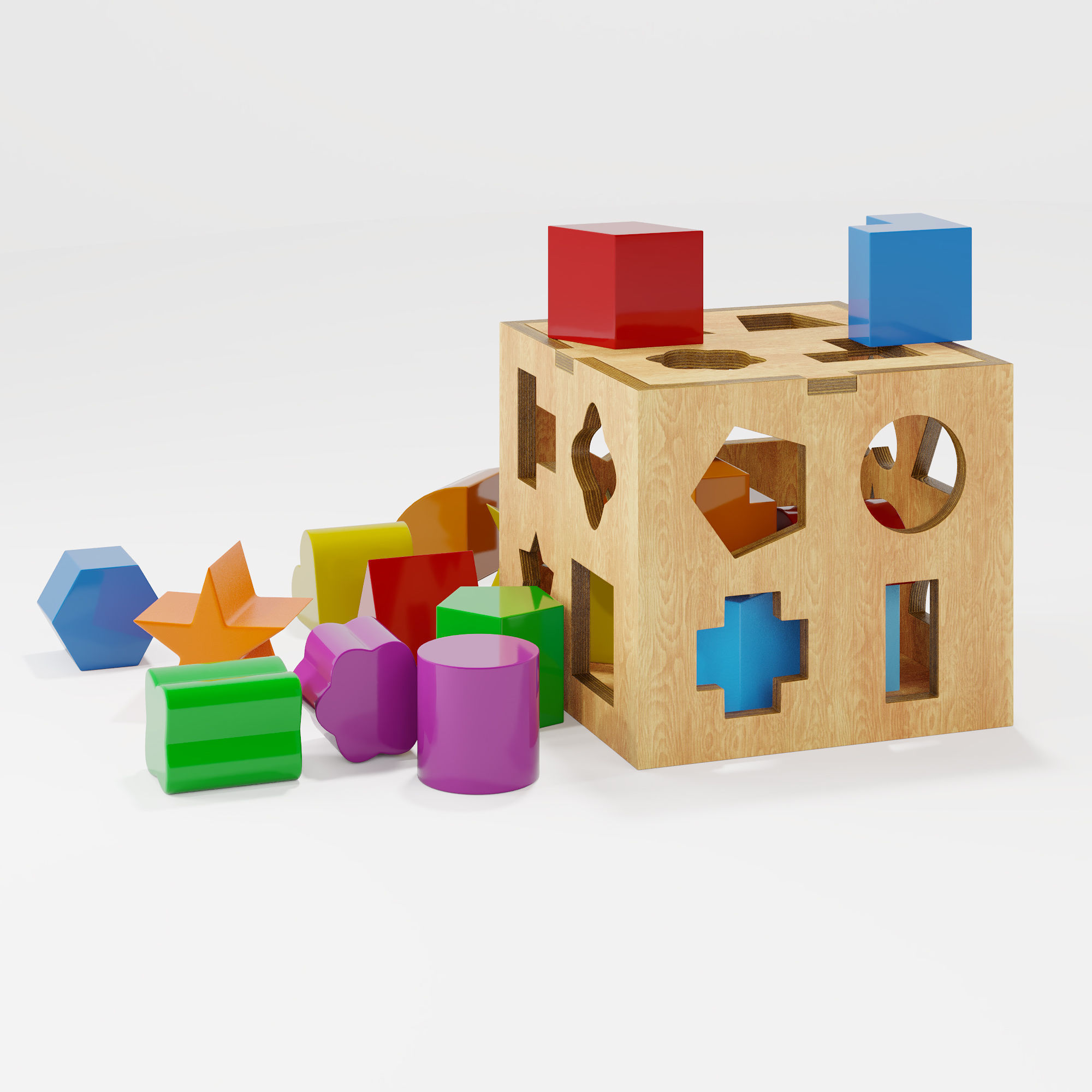 Chad Valley Style Playsmart Toy Block Shape Set 3D model | CGTrader