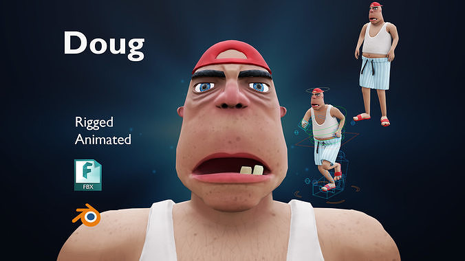 3D model Doug - Rigged Animated Looney Character VR / AR / low-poly ...