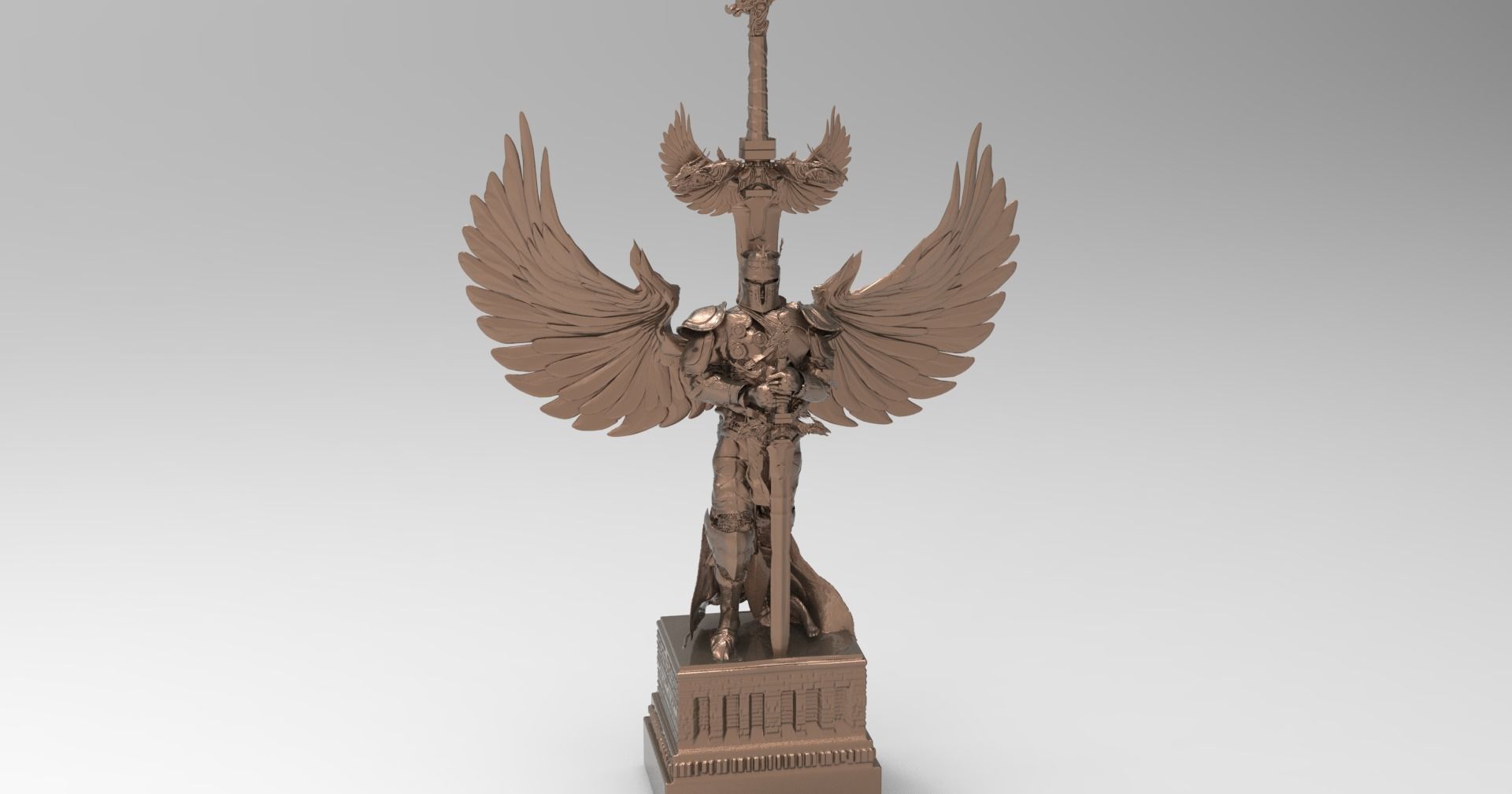 Dragon Knight sculpture winged 3D model | CGTrader