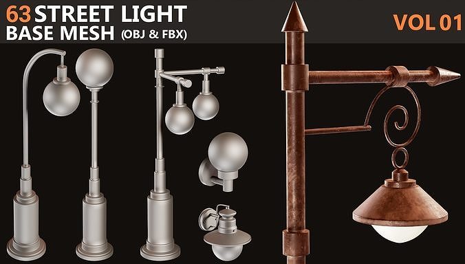 3D model 63 STREET LIGHT BASE MESH VOL01 VR / AR / low-poly | CGTrader