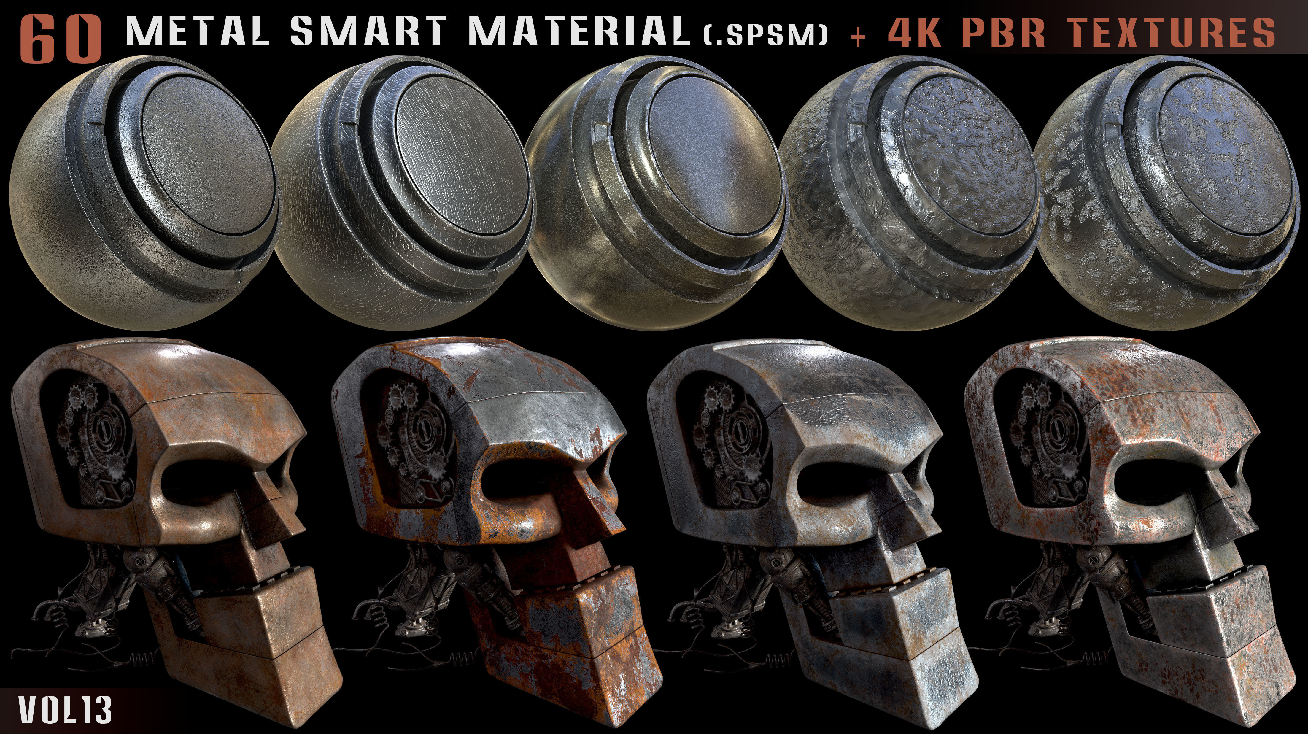 60 Metal Smart Materials and 4k PBR Textures - Vol 13 Texture | CGTrader