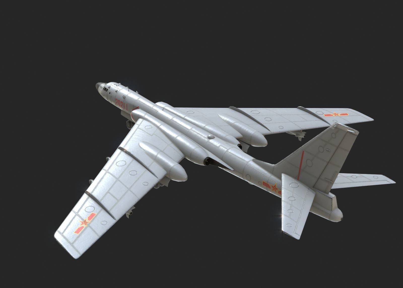 3D model Xian H-6K Strategic Bomber H6K Tu-16 Tu16 Bomber VR / AR / low ...