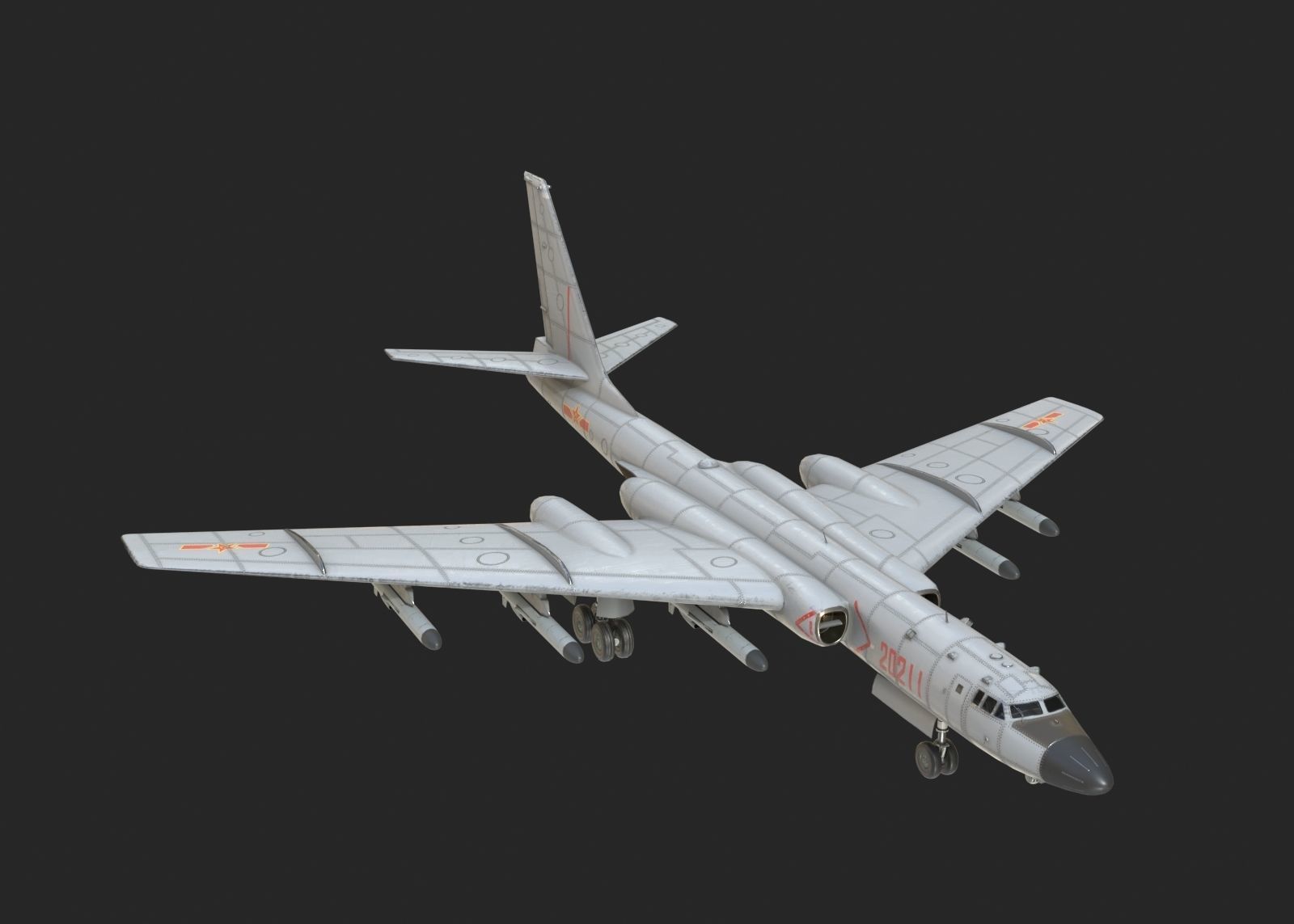 3D model Xian H-6K Strategic Bomber H6K Tu-16 Tu16 Bomber VR / AR / low ...