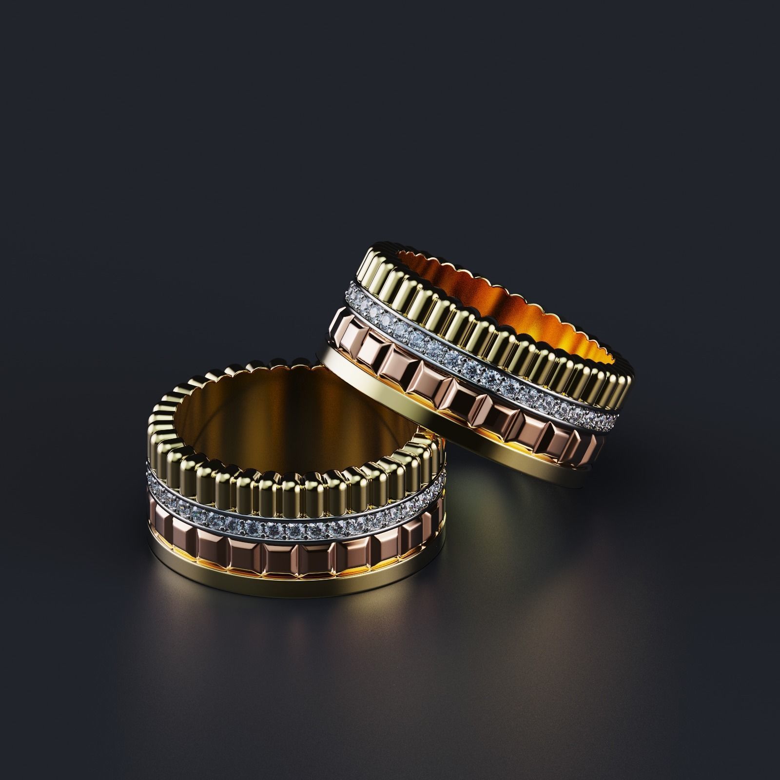 Quatre radiant edition wedding band style All sizes collection 3D model 3D printable | CGTrader