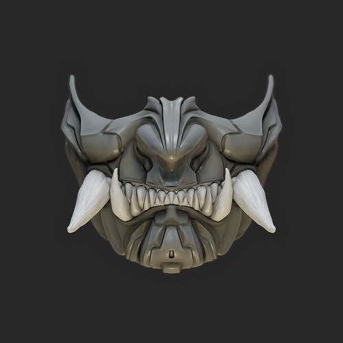 Oni Mask 16 Demon Half Face 3D print model 3D model 3D printable | CGTrader