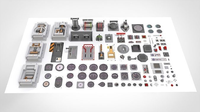 Dashboard 5 control panel with buttons and knobs 3D model | CGTrader