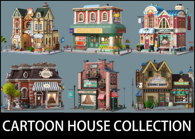 Cartoon House Pack 01 3D Model Collection | CGTrader