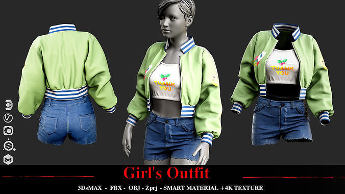 Girls Outfit 001 3D model | CGTrader