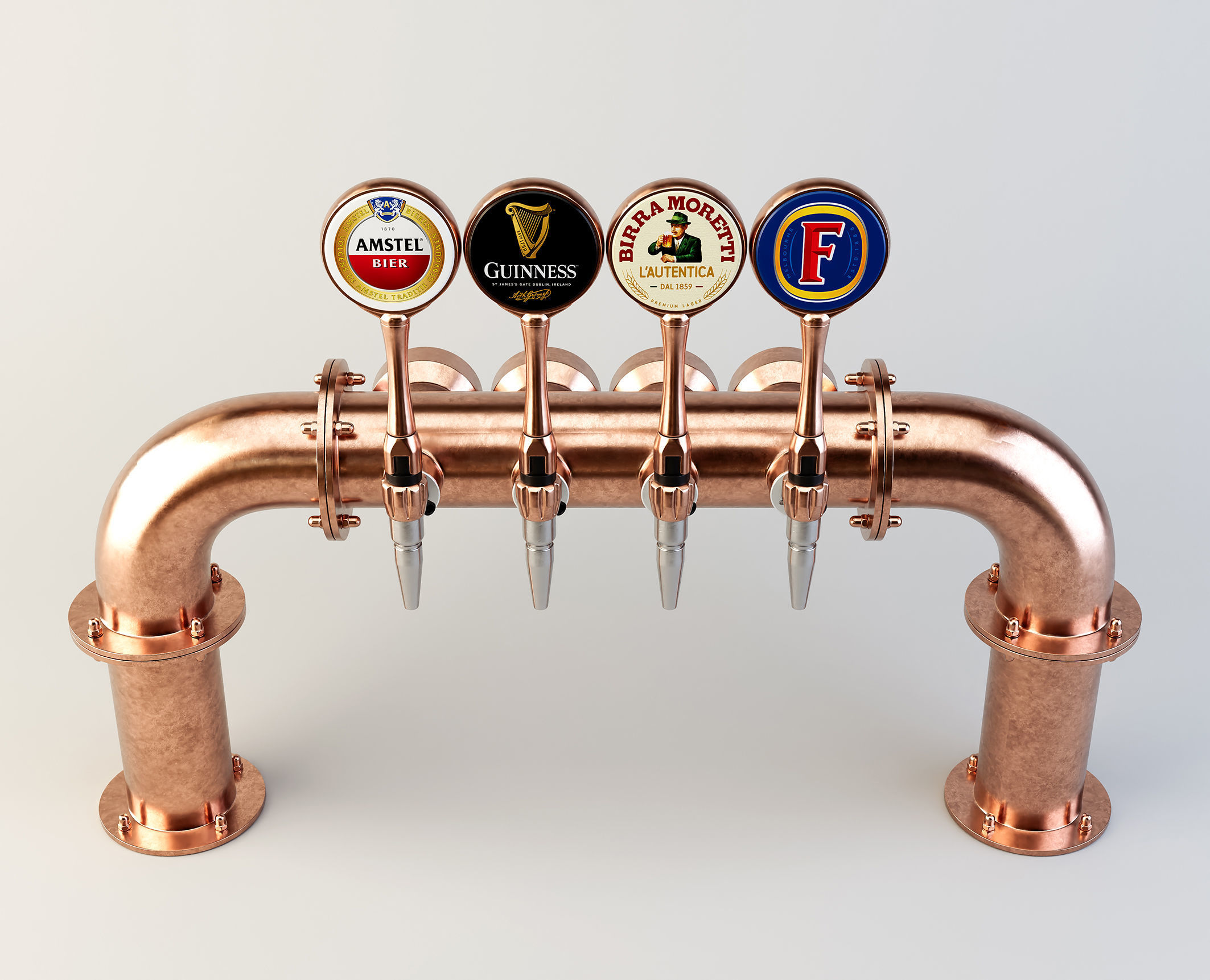Copper Multi Beer Draught Tap 3D model | CGTrader