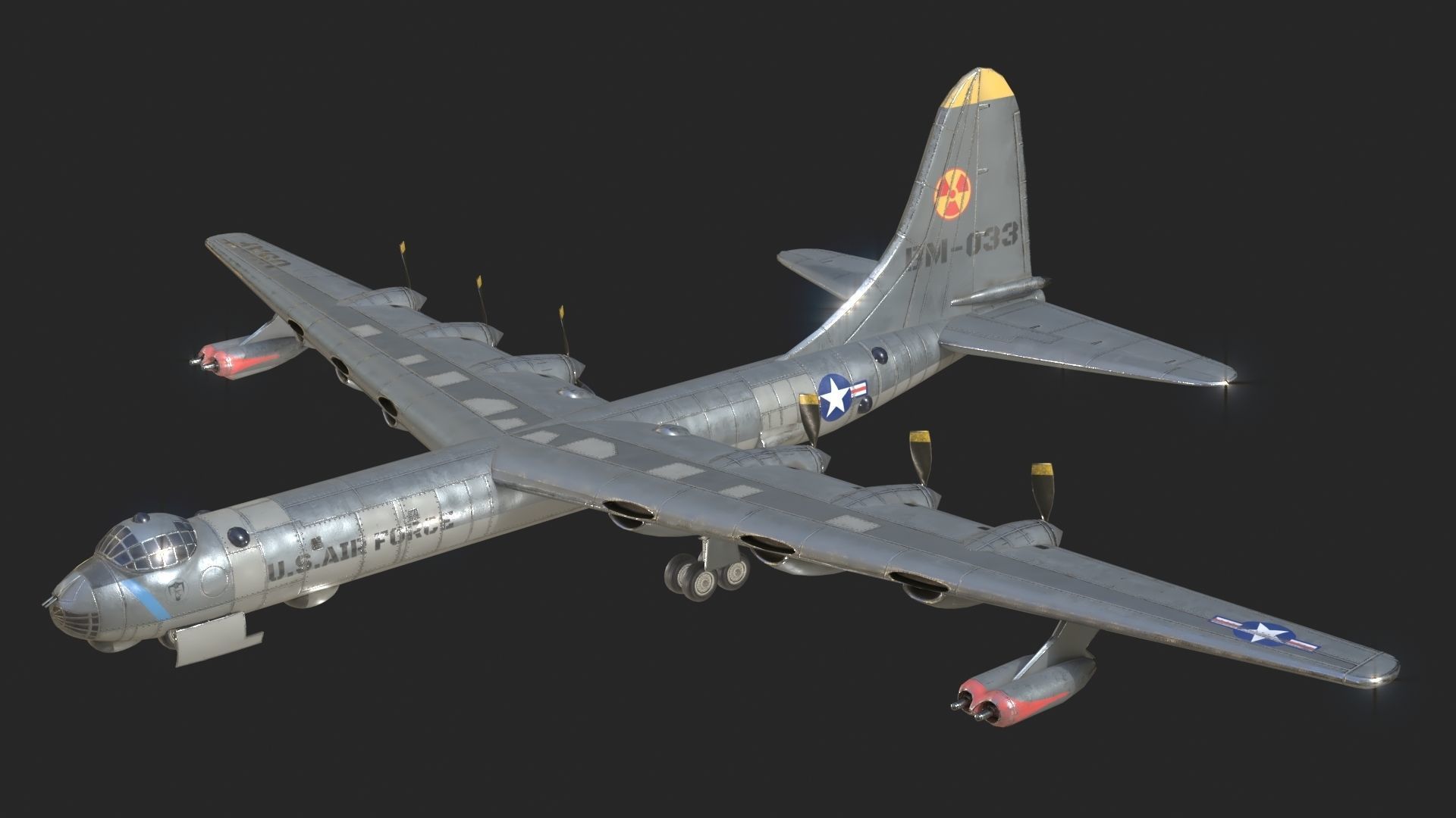 3D model USAF B-36 Peacemaker Bomber B36 of Cold war VR / AR / low-poly ...