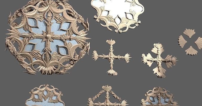 3D model Celtic mirror cross sculpture collection VR / AR / low-poly ...