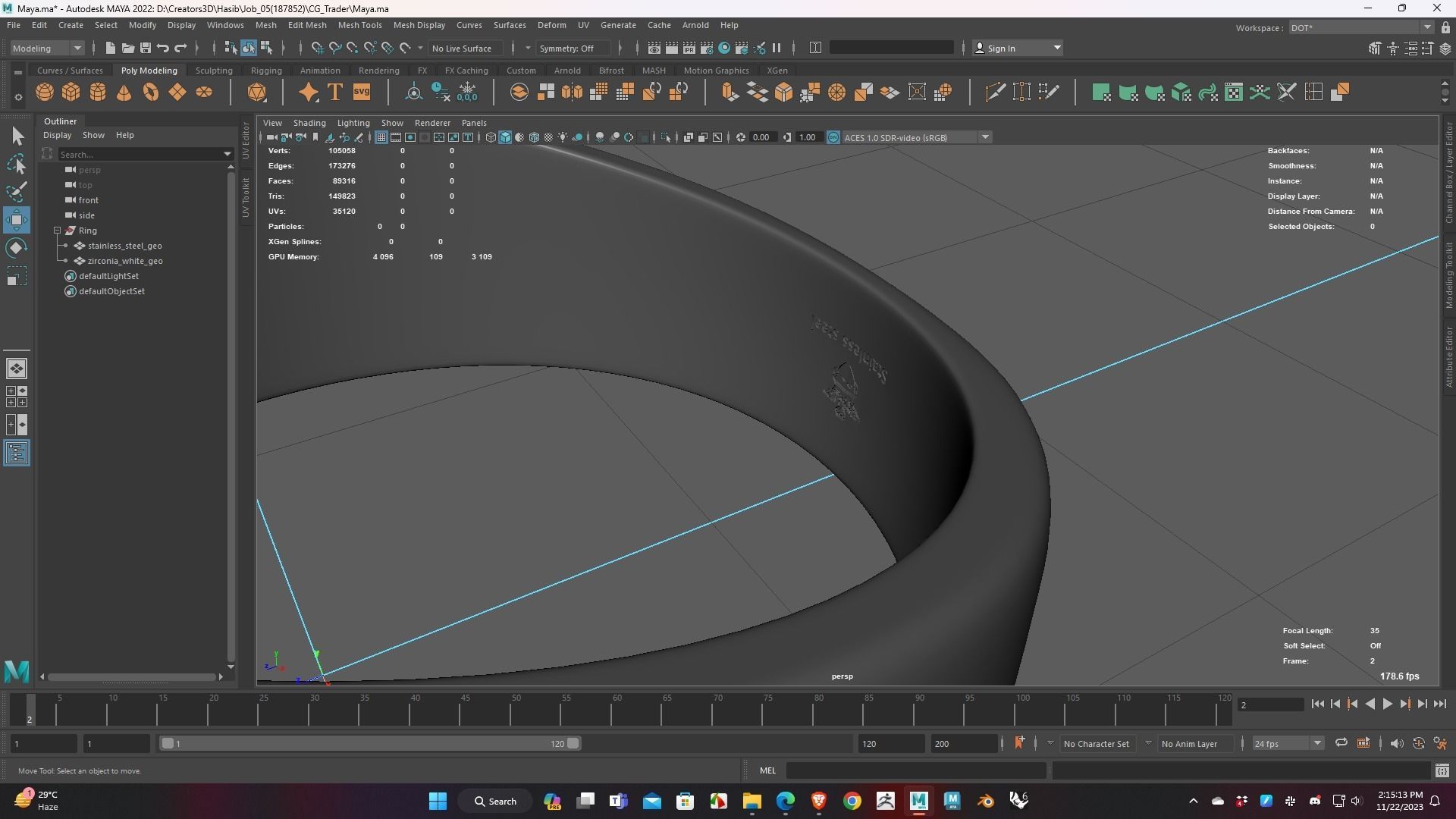 Stainless Ring Low Poly 3D Model for WebGL and 3d Printing Ready 3D ...
