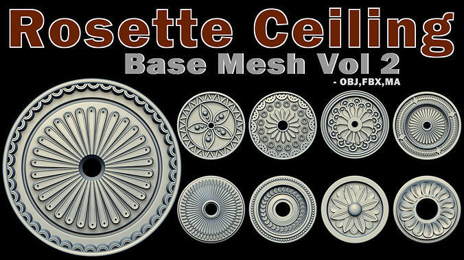 3D model 20 Rosette Ceiling Base Mesh Vol 2 VR / AR / low-poly | CGTrader