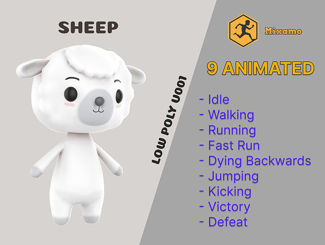 3D model Sheep low poly animated v001 3d model VR / AR / low-poly ...