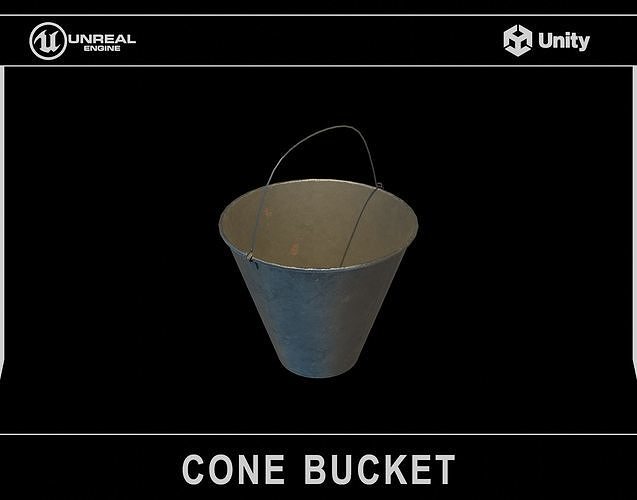3D model Metallic Cone Bucket VR / AR / low-poly | CGTrader