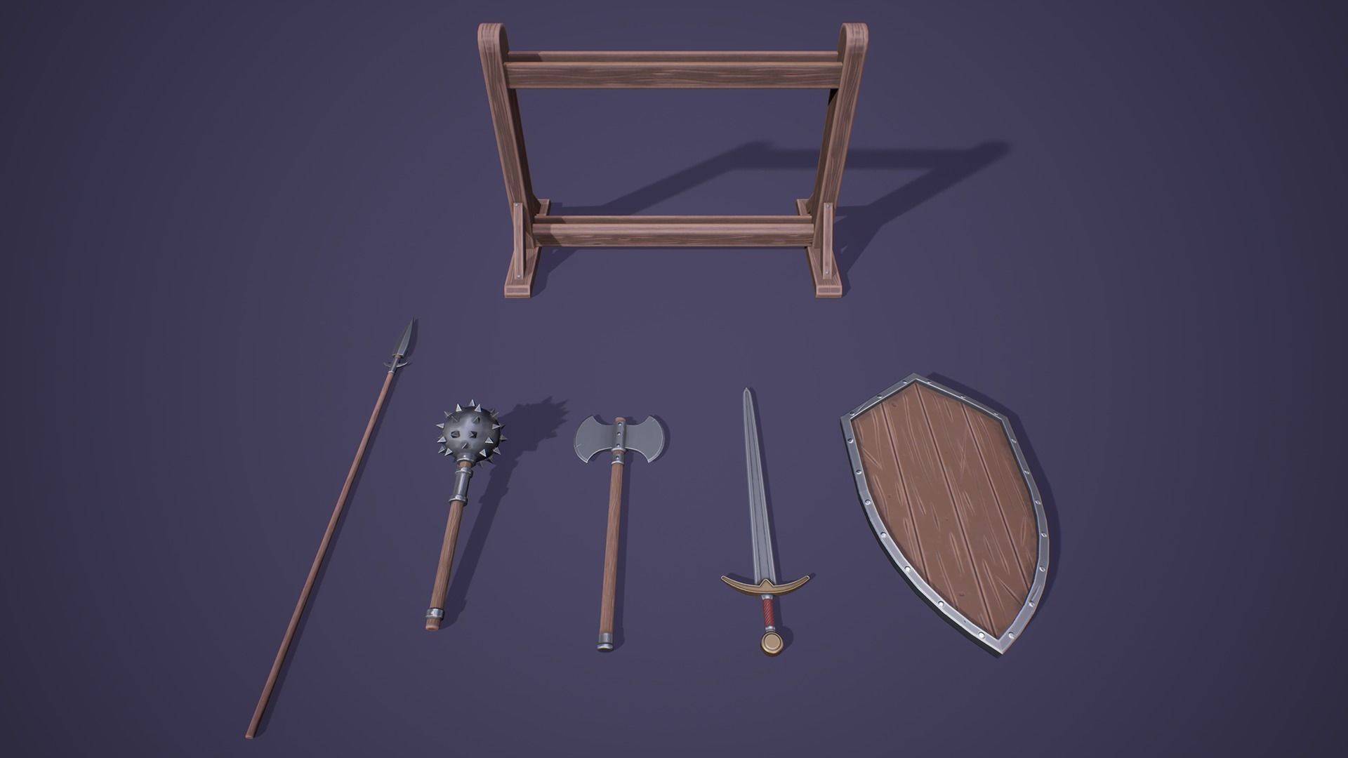 3D model Stylized Medieval Weapons VR / AR / low-poly | CGTrader