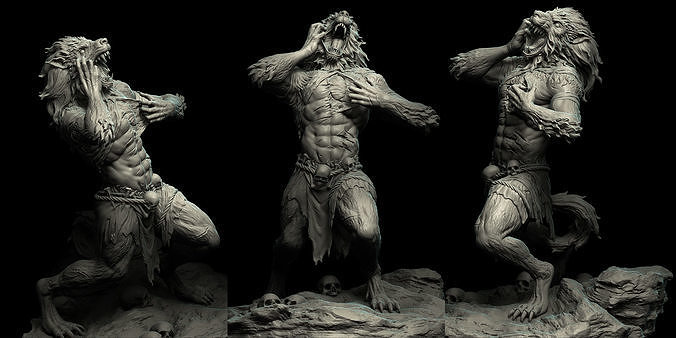 Werewolf 54mm Free Miniature free 3D model 3D printable | CGTrader