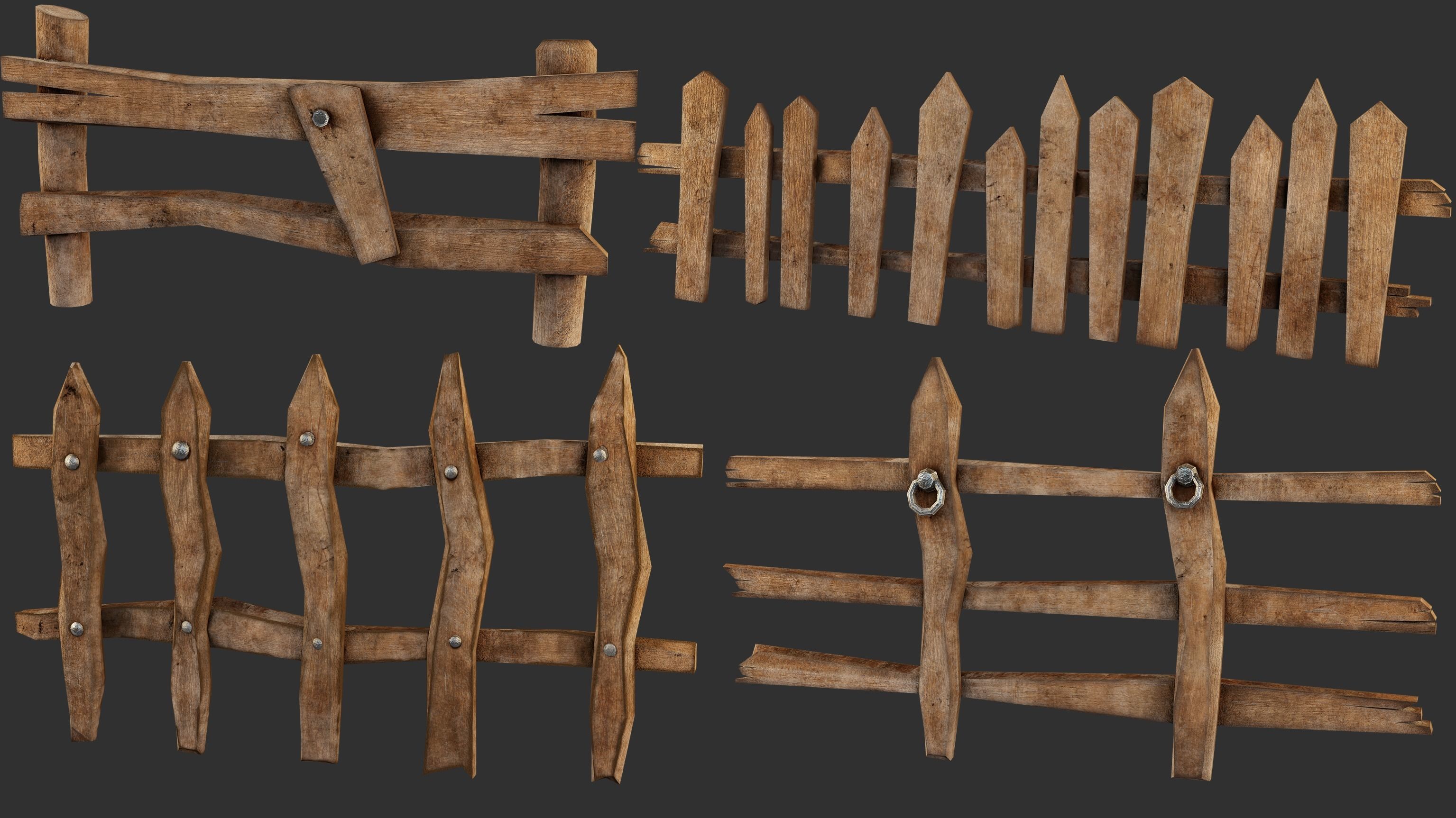 3D model Wooden Fence Low poly VR / AR / low-poly | CGTrader