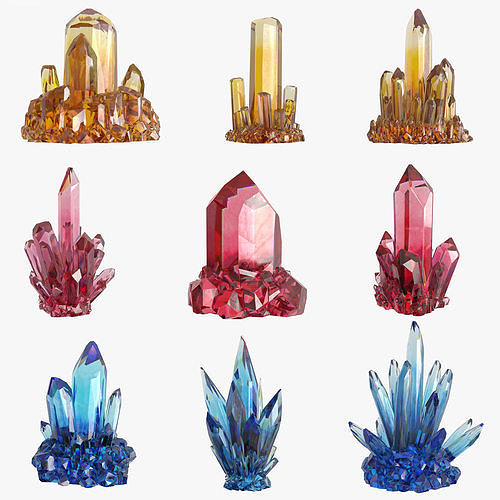 Crystal Collection 3 colors VR / AR / low-poly | CGTrader