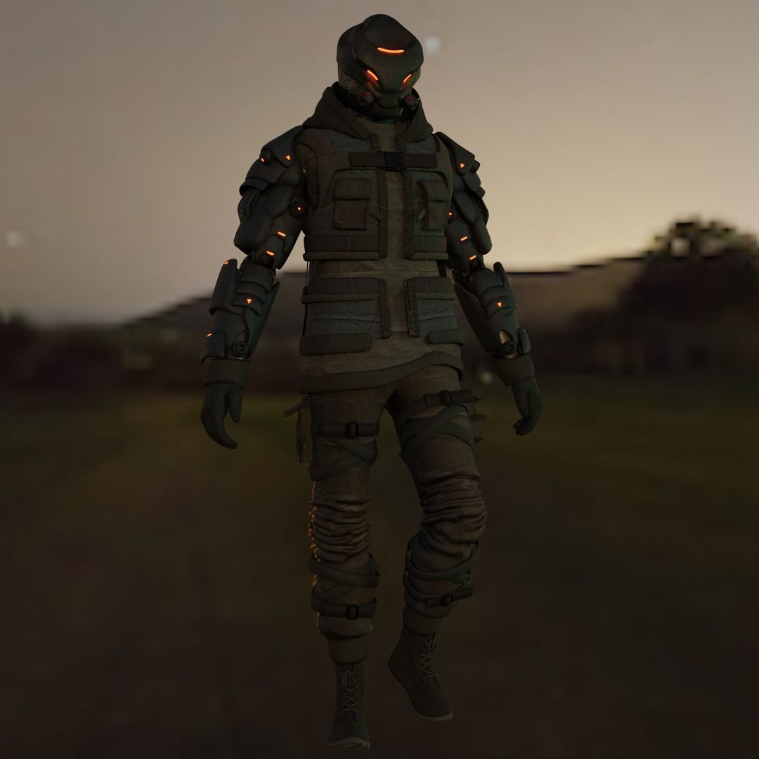 Cyberpunk Character Cyber Trooper 3D model rigged | CGTrader