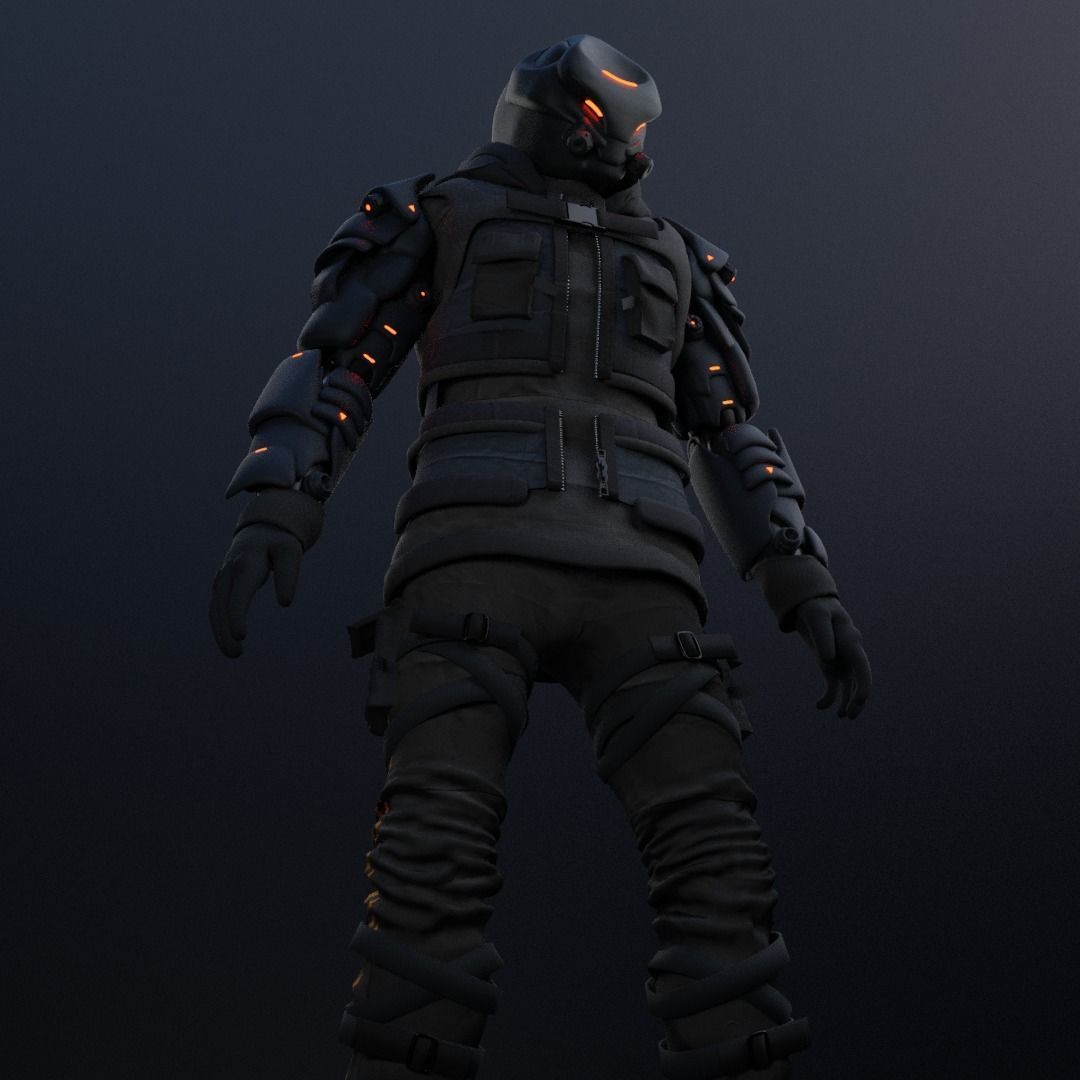 Cyberpunk Character Cyber Trooper 3D model rigged | CGTrader