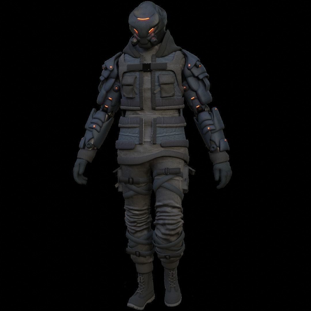 Cyberpunk Character Cyber Trooper 3D model rigged | CGTrader