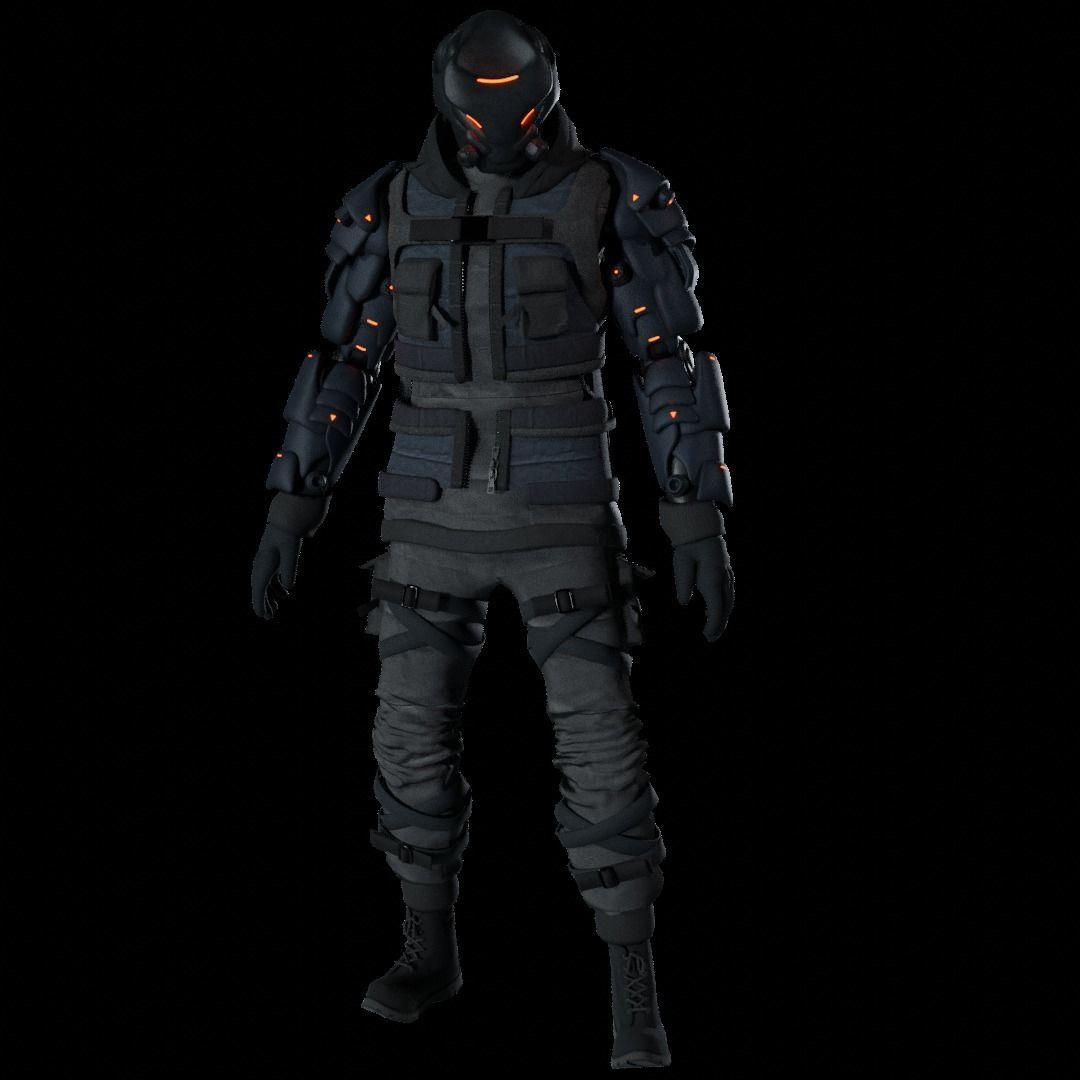 Cyberpunk Character Cyber Trooper 3D model rigged | CGTrader