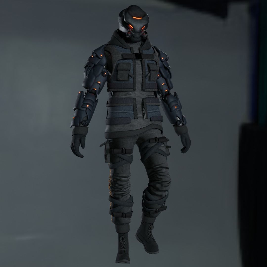 Cyberpunk Character Cyber Trooper 3D model rigged | CGTrader