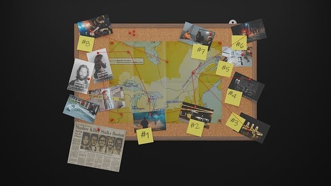 3D model Police Pinboard - Tutorial Included VR / AR / low-poly | CGTrader