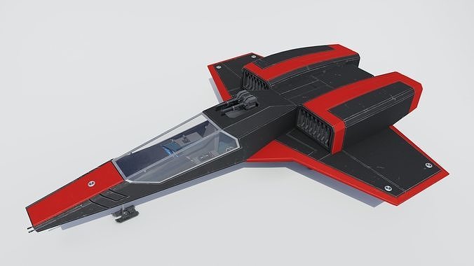 3D model Sci-Fi Space Fighter Jet with Interior Cockpit VR / AR / low ...