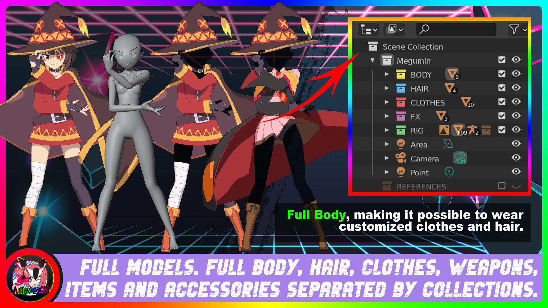 Pack Megumin - Konosuba - 3D Model Blender 3D model rigged | CGTrader