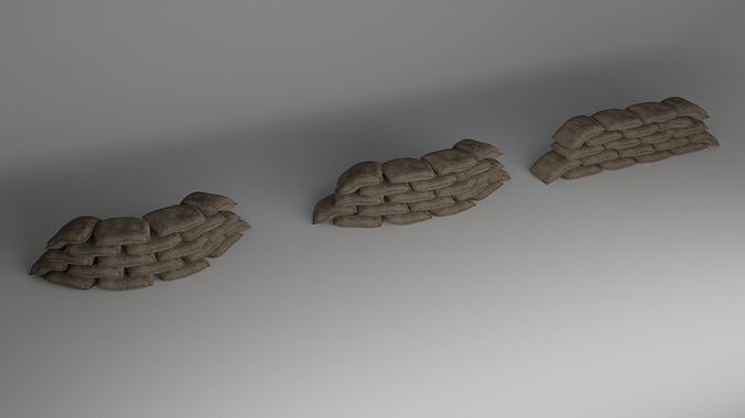 3D model Sandbag Walls Fortifications Low and Highpoly PBR VR / AR ...