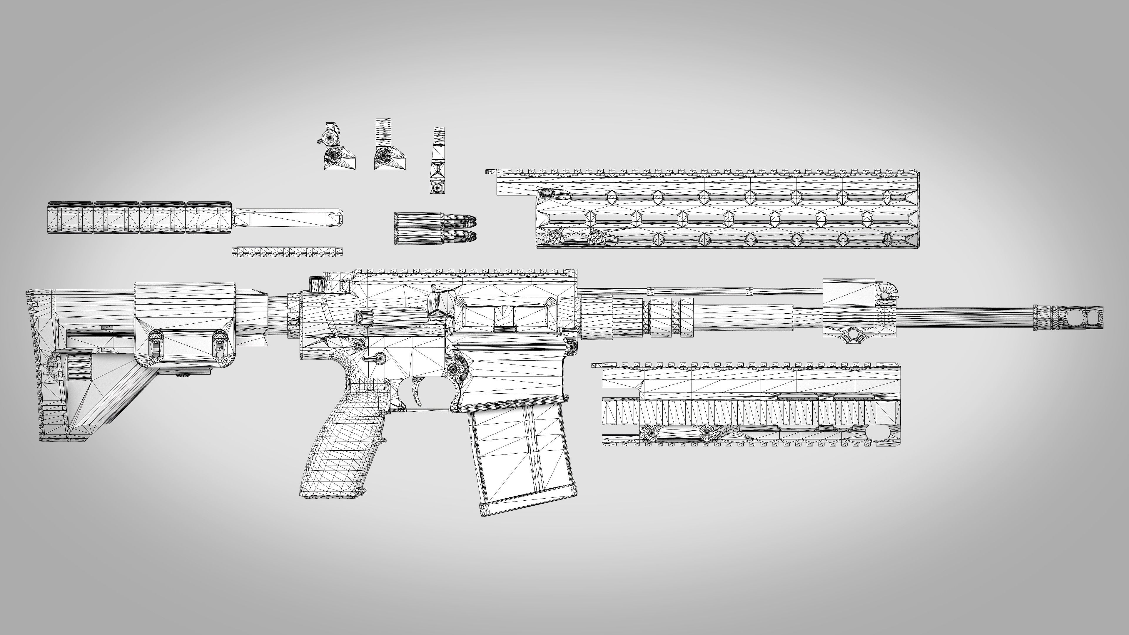 3D model MR 762 Designated Marksman Rifle VR / AR / low-poly | CGTrader