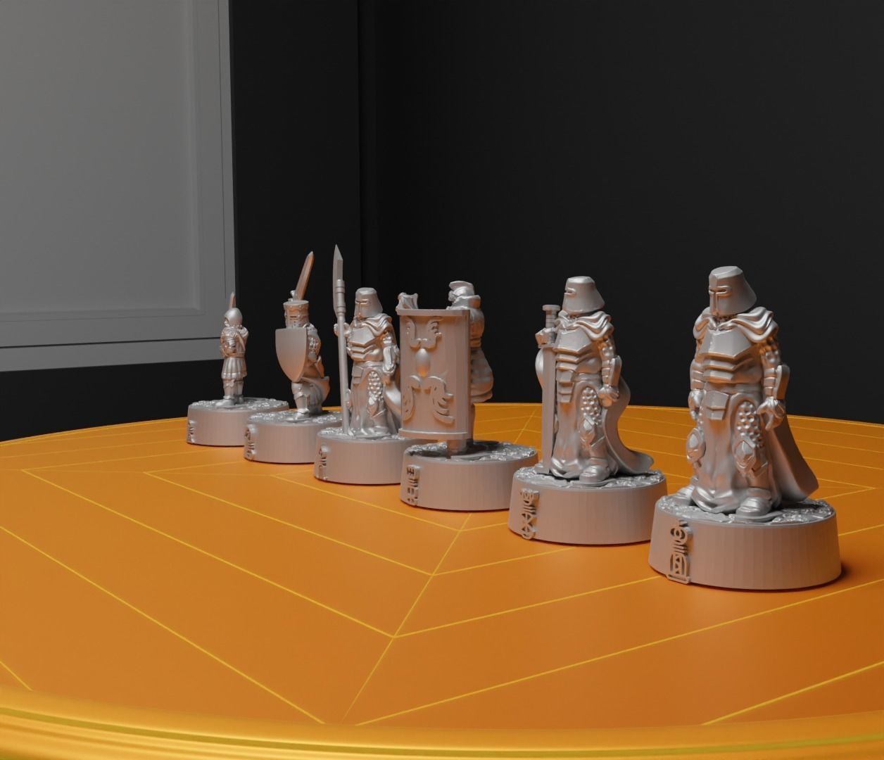 Knight - Crusader V3 Chess Set - 6 Chess Pieces 3D model 3D printable ...