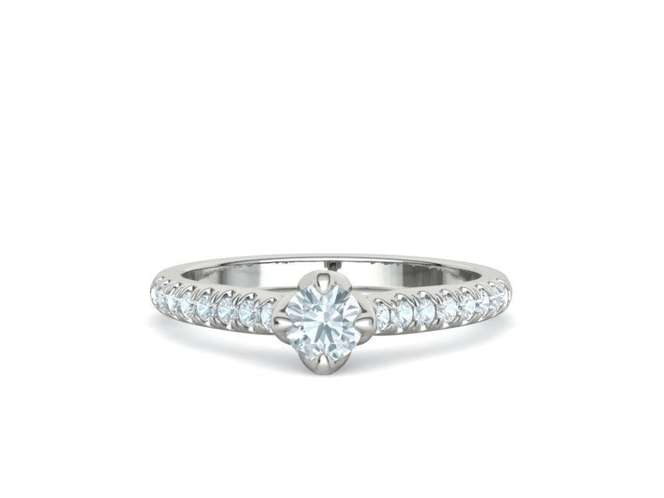 Promise Solitaire Ring French Pave Setting 3Dprint model 3D model 3D ...