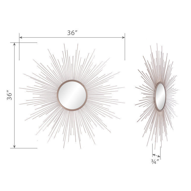 Lathan Round Spoke Sunray Starburst Wall Mount Accent Mirror 3D model ...