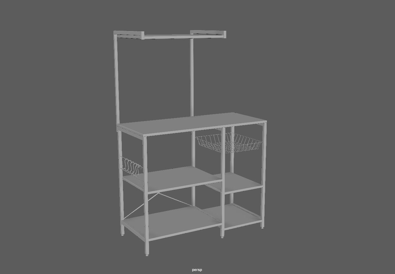 3D model Black metal kitchen rack - Kitchen shelves - Bakers rack VR ...