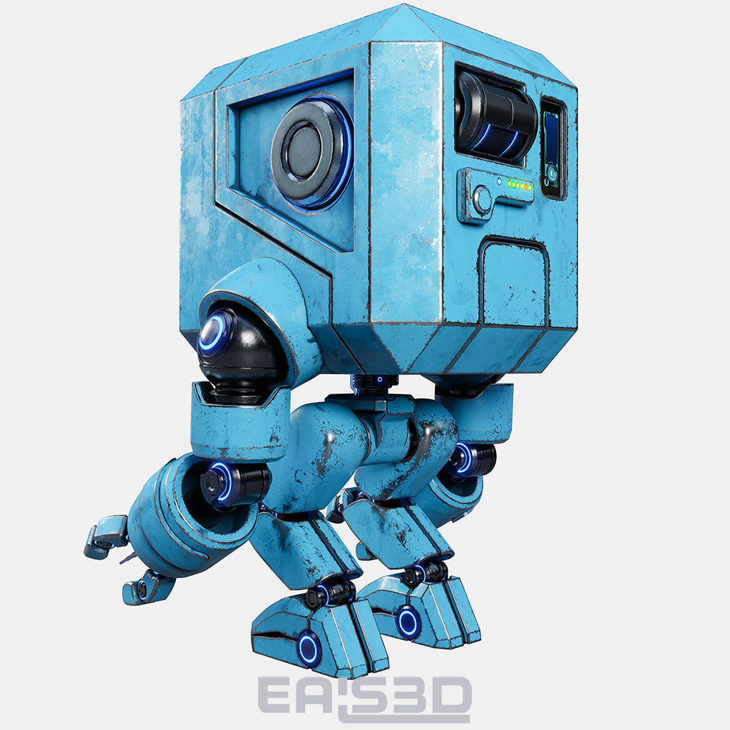 Cute Space Robot Rigged G-26 Blue 3D model rigged | CGTrader