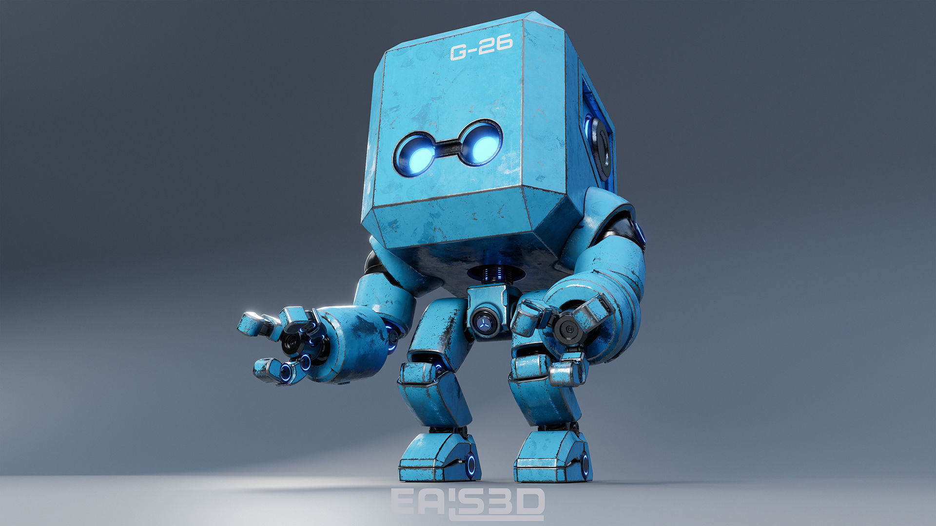 Cute Space Robot Rigged G-26 Blue 3D model rigged | CGTrader
