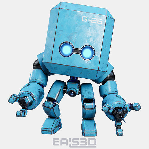 Cute Space Robot Rigged G-26 Blue 3D model rigged | CGTrader