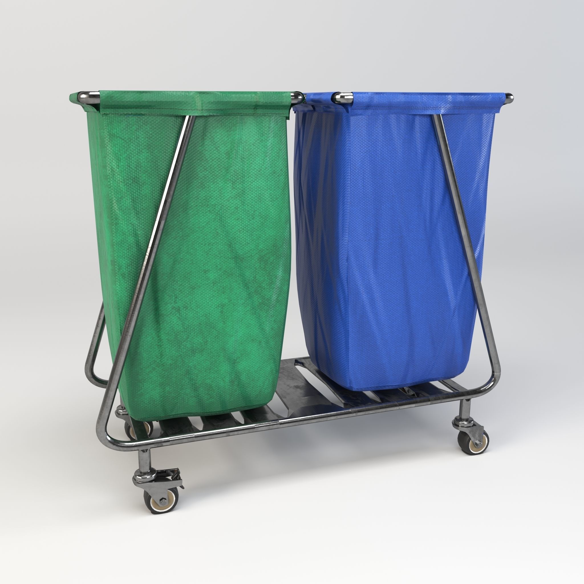 3D model Stainless steel hotel medical hospital waste trolley VR / AR ...