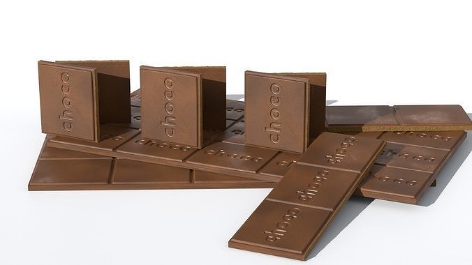 Chocolate a plate single cubes with and without inscription 3D model ...