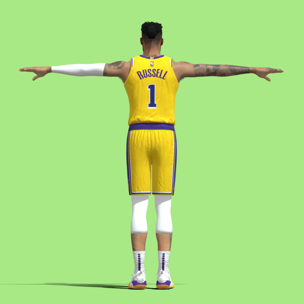 T-Pose D Angelo Russell Los Angeles Lakers NBA 3D model animated rigged ...
