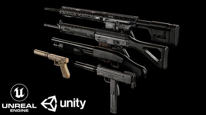 3D model Weapons bundle pack vol 02 VR / AR / low-poly | CGTrader