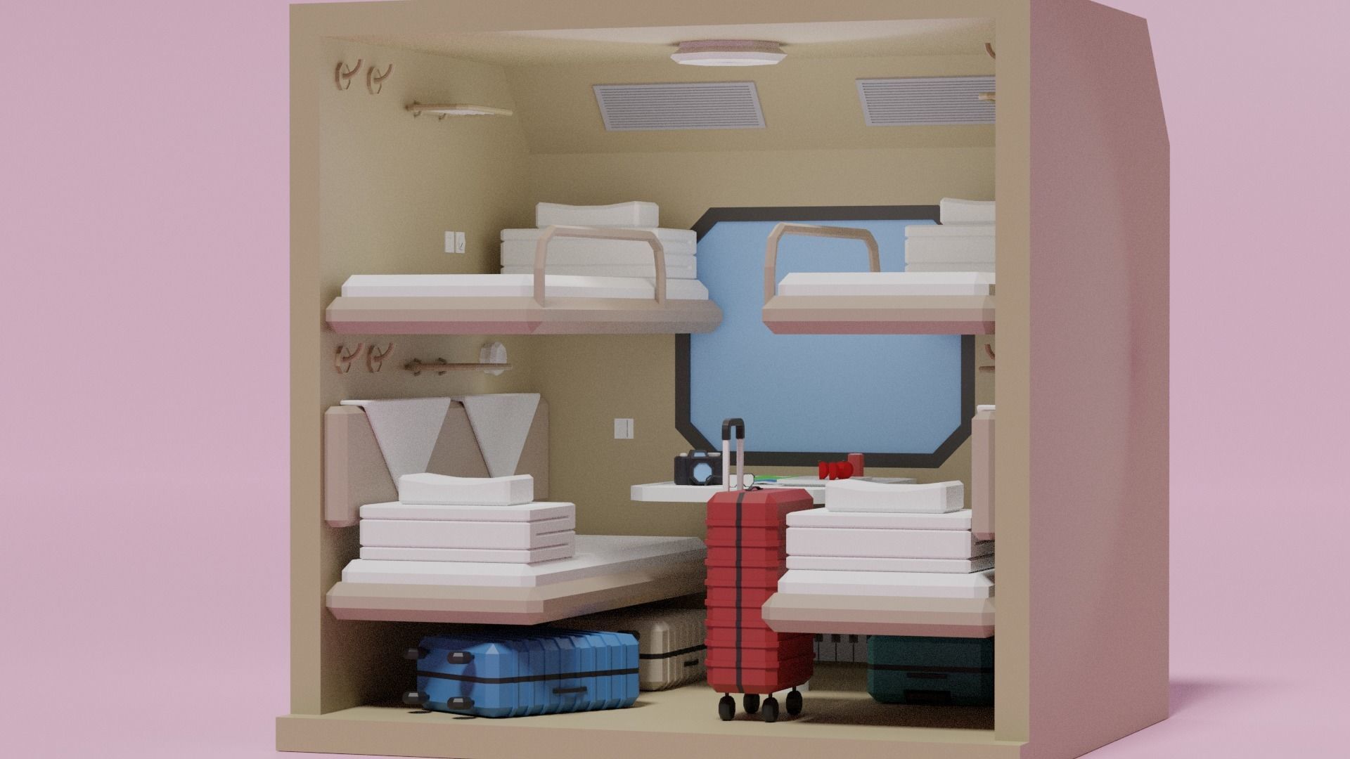 3D model Lowpoly Sleeper Train Interior VR / AR / low-poly | CGTrader