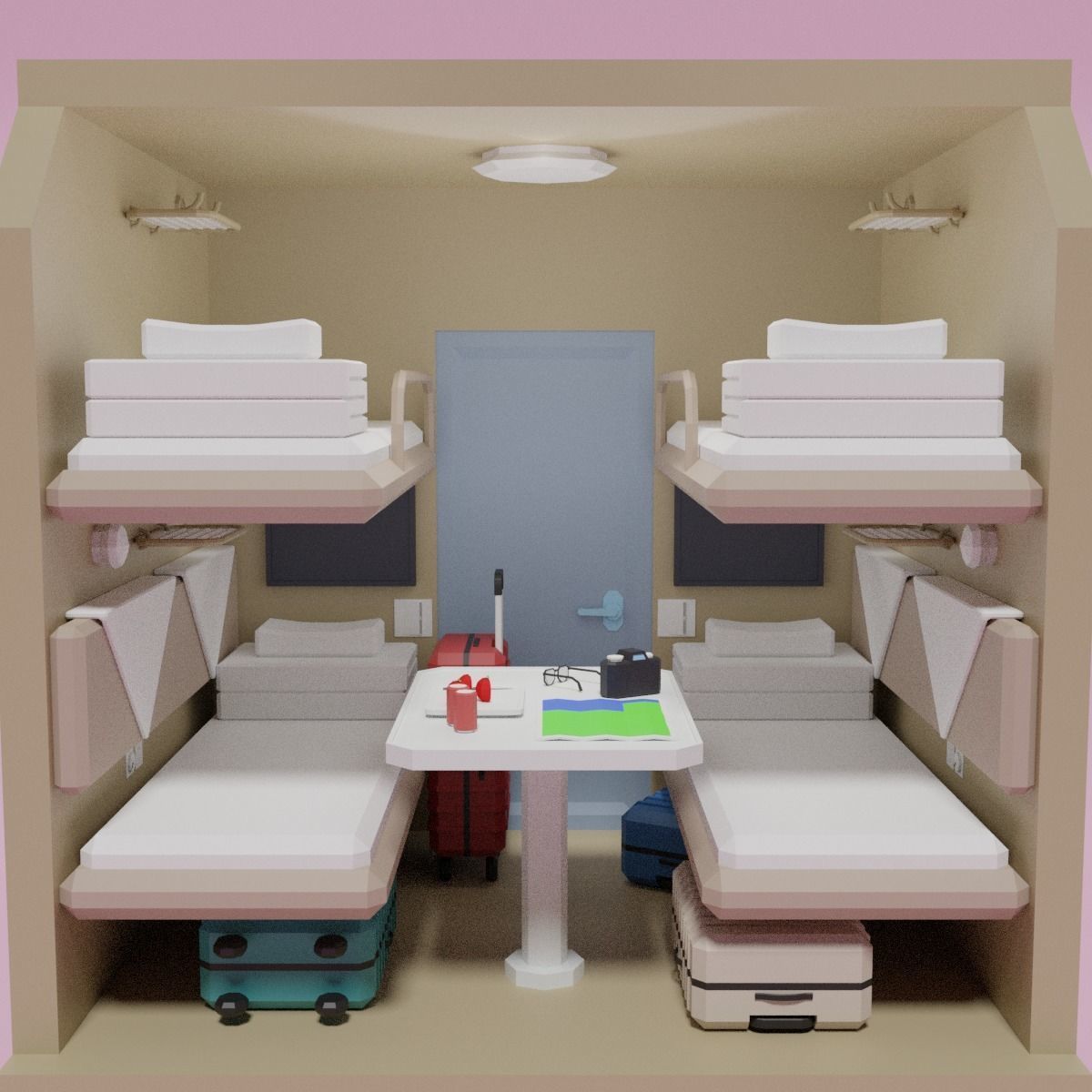 3D model Lowpoly Sleeper Train Interior VR / AR / low-poly | CGTrader