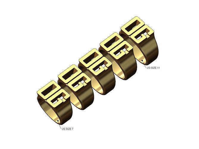 OG original gangster signet ring US sizes 7to11 3D model 3D printable ...