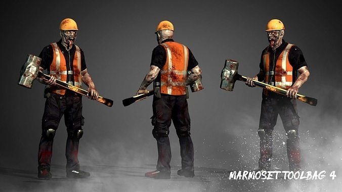 3D model Animated Low poly Game Ready Zombie Builder VR / AR / low-poly ...