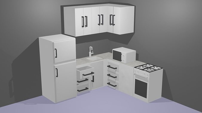 3D model low poly kitchen pack VR / AR / low-poly | CGTrader